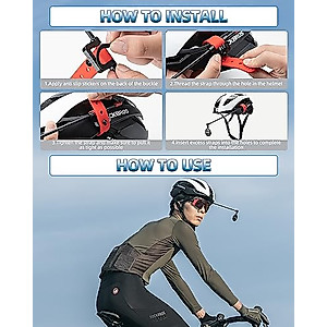 ROCKBROS Bike Helmet Mirror, Aluminum Alloy Moldable Frame, Detachable Fixing Way, Cycling Mirror Fit 90% Bicycle Helmet, Lightweight, Bike Accessories