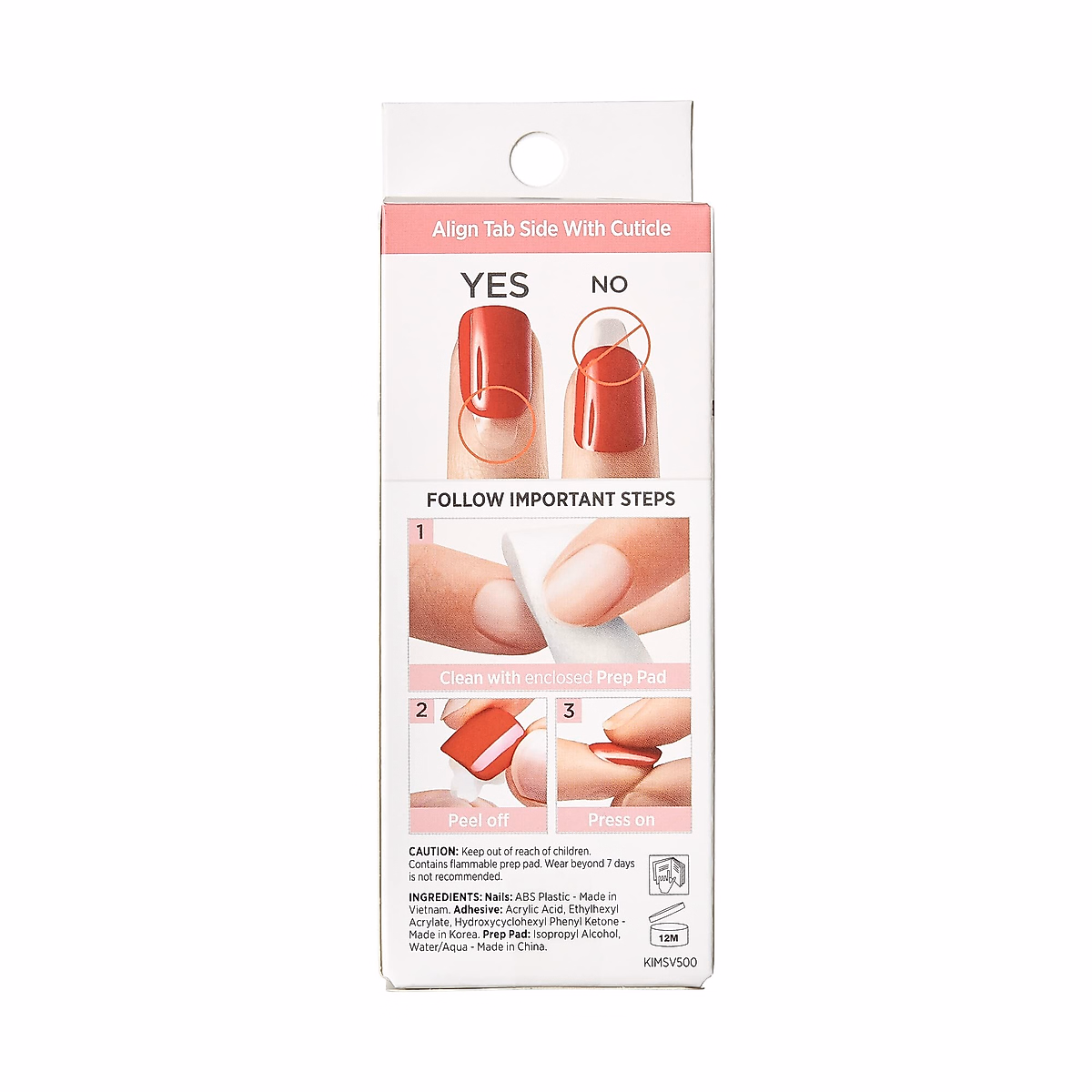 KISS imPRESS No Glue Mani Press On Nails, Design, 'Adore You', Red, Short Size, Squoval Shape, Includes 30 Nails, Prep Pad, Instructions Sheet, 1 Manicure Stick, 1 Mini File