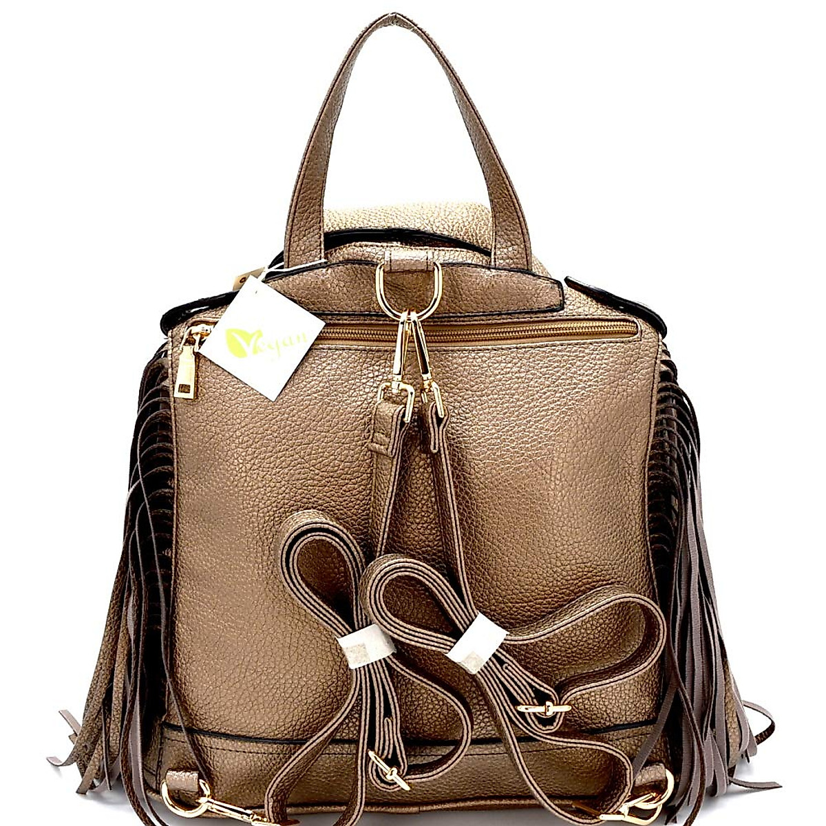 Trendeology Moto Jacket Design Bike Vegan Leather Fringed Saddle Bag Fashion Backpack Purse