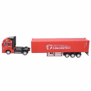 Container Truck Model, 1: 48 Alloy Toy Highly Simulation Children Car Toys Vehicle(Red)