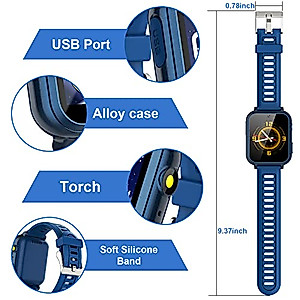 Smart Watch for Kids , Kids Game Smart Watch Boys with HD Touch Screen 24 Games Music Player Camera Alarm Clock Pedometer Torch Calculator 12/24 hr Kids Watches for Boys Gift for 3-12 Year Old