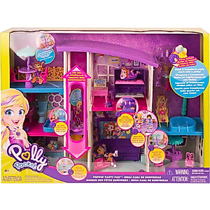 Polly Pocket Playset with 3-inch Doll & Party Accessories, Poppin' Party Pad Transforming Playhouse Toy