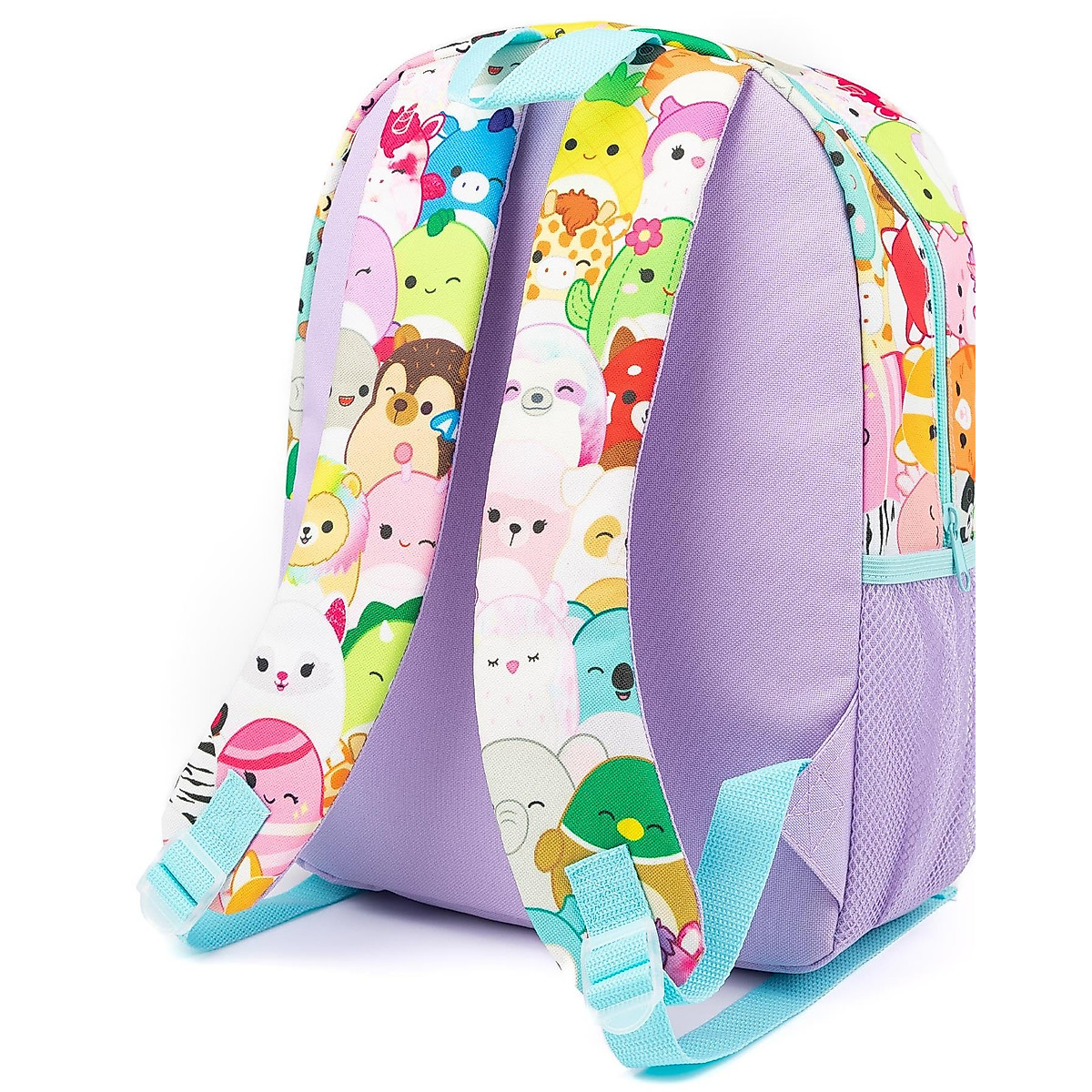 Squishmallows Girls 4 Piece Backpack Set | Kids Purple Rucksack Bundle with School Bag, Pencil Case, Lunch Bag & Water Bottle