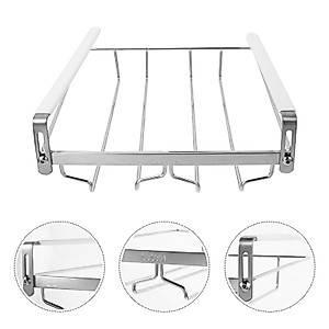 Hemoton 1pc Wine Glass Holder Wire Storage Shelves Metal Hanger Wine Glasses Holder Under Cabinet Glass Rack Glass Holder for Bar Hanging Glass Rack Cup Bottle Rack Stainless Steel