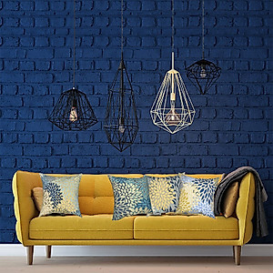 Set of 4 Throw Pillow Covers 18x18 Inch Floral Blooms Modern Abstract Flower Throw Pillow Covers Home Pillowcases Garden Blue Yellow Gray Flowers Dark Teal Yellow Cushion Case Decorative Pillowcases