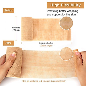 Cohesive Bandage Wrap (4 Inches X 5 Yards), 8 Pack Self Adhesive Bandage Vet wrap for First Aid, Sports, Ankle, Wrist, Sprains & Swelling, Human, Animals