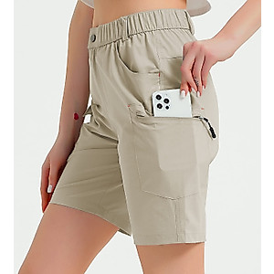 Nomolen Women's Hiking Cargo Shorts Lightweight Quick Dry Outdoor Golf Travel Shorts for Women with Zipper Pockets UPF 50+