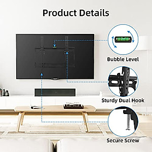 Suptek Tilt TV Wall Mount Bracket for Most 26-55 inch LED, LCD and Plasma TV, Mount with Max 400x400mm VESA and 100lbs Loading Capacity, Fits Studs 16" Apart, Low Profile with Bubble Level (MT4204),