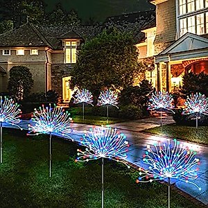 KPL Solar Outdoor Lights, Solar Firework Lights LED Sparkler Lights with 2 Modes Waterproof Solar Starburst String Lights Decorative for Yard Garden Patio Christmas Parties Wedding Decor
