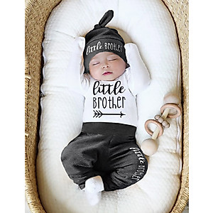 AGAPENG Newborn Boy Outfits Infant Boy Clothes Little Brother Outfit Long Sleeve Romper Pants with Hat Newborn Baby Boy Clothes