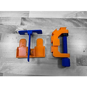 2 Lane Clamp w Start Gate (Compatible with Hot Wheels Cars and Track) (Blue/Orange)