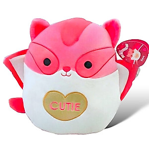 Squishmallows Official Kellytoy Rayn Sugar Glider 12 Inch Hot Pink and White with “ Cutie” on Belly Plush - 2023 Valentine’s Squad Stuffed Animal Toy Pillow