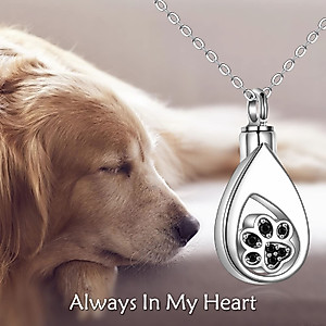 TIGER RIDER Pet Urn Necklace for Ashes Sterling Silver Paw Print Memorial Ash Keepsake Cremation Jewelry Gifts for Women Dog Cat Lovers