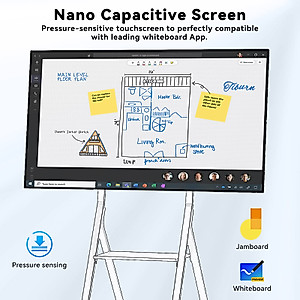 Smart Board, TIBURN Flip Hub 55 S1-C Rotating Adaptive Nano Capacitive Electronic Whiteboard, Interactive Touch Screen Computer with Auto Framing Camera (Including Removable Rotating Stand)