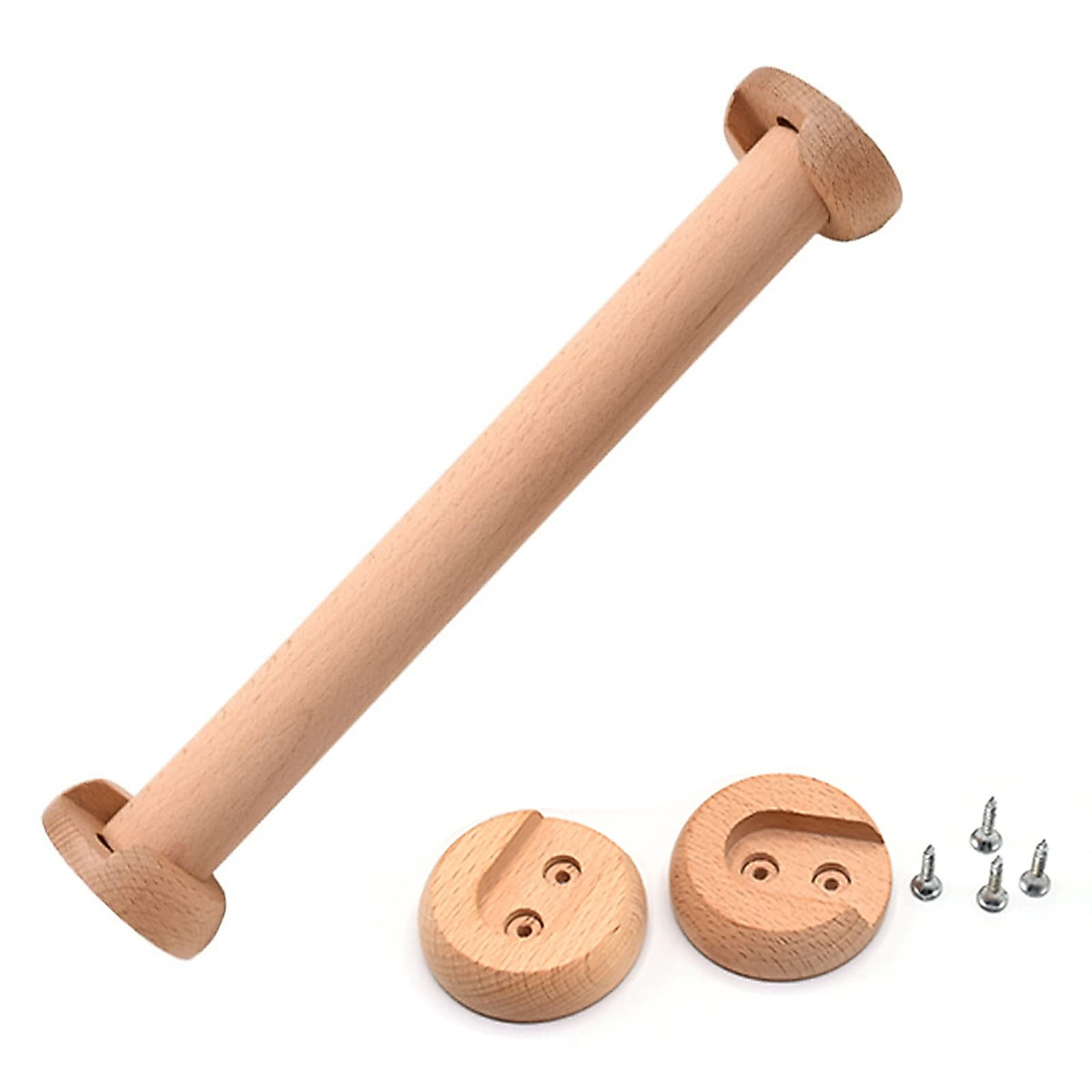 Wood Closet Rod for Hanging Clothes, Heavy Duty Hanging Wardrobe Pole with Bracket Kits, Removable Window Curtain Hanger Rod, Load 100KG (Size : 140cm/55 in)