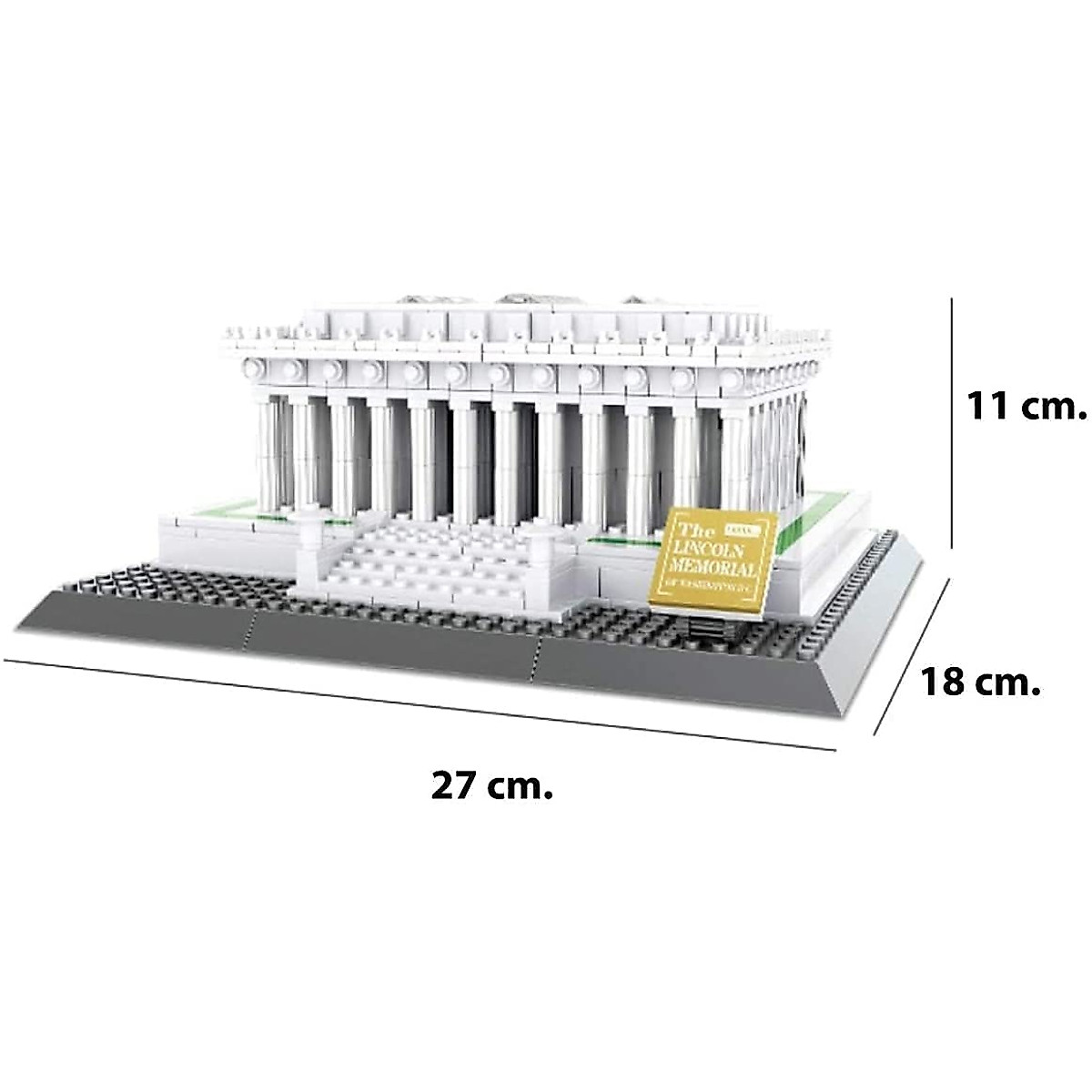 The Lincoln Memorial Building Blocks Toy Bricks Well Detailed Set Architecture Toy Gift for Adults and Teens Washington DC Bricks Modular Set with Memorial Sign Marker for Teens and Adults
