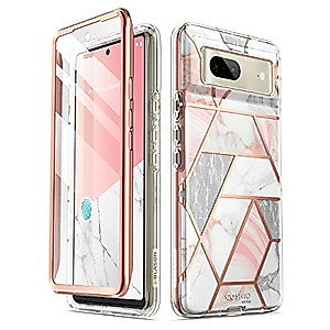 i-Blason Cosmo Series for Google Pixel 7 Case (2022), Slim Full-Body Stylish Protective Case with Built-in Screen Protector (Marble)
