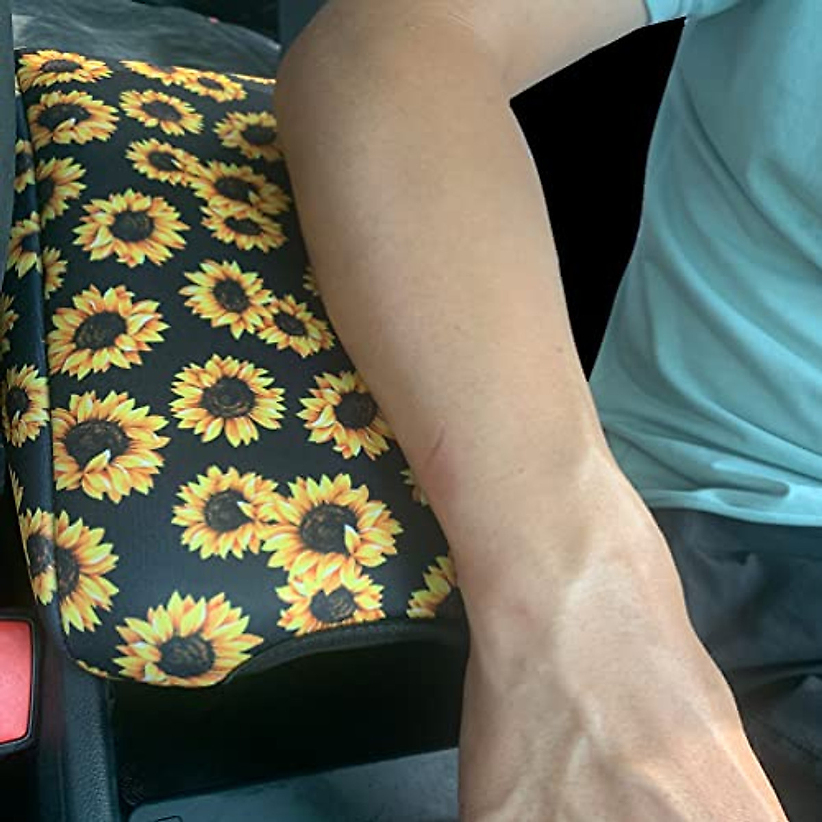 RANXIZY Sunflower Neoprene Center Console Cover Armrest Pad for Jeep Wrangler,Sunflower Car Accesory for Jeep