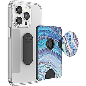 PopSockets Phone Wallet with Expanding Phone Grip, Phone Card Holder - Lilac Agate