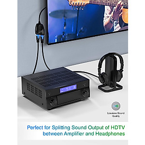 BlueRigger Digital Optical Audio Splitter 1x2 (1 in 2 Out Unidirectional Toslink Splitter, Support LPCM2.0, Dolby Digital, DTS 5.1)- for Home Theatre, Xbox, PS5, DVD, TV, Receiver, Sound Bar