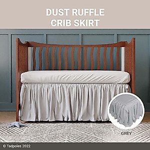 Tadpoles Dust Ruffle Crib Skirt | 28" x 52" with a 14" Drop | Made of 100% Softly Brushed Microfiber Polyester | Easy to Care for | Soft, Smooth, Breathable & Durable | Ideal for Babies | Grey