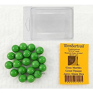 Wondertrail Green Opaque 16mm Glass Marbles Pack of 20 WONGM102