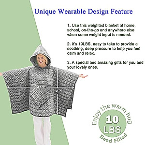 DANDMLLC Weighted Blanket, 10 lbs Wearable Blanket Hoodie, Bead Filled Weighted Hoodie Helps Sleep, Heavy Blanket with Pocket for Bed, Machine Washable Oversized Poncho for Adults