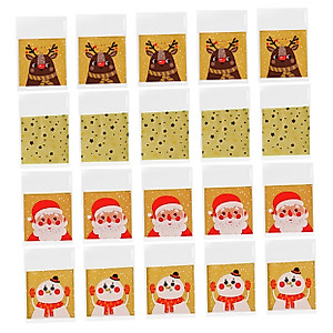 Cabilock 400pcs Baking Plastic Self-adhesive Bag Self Adhesive Biscuit Bag Christmas Treat Bags Cookie Gift Bags Plastic Packaging Bags Bake Bag Candy Bag Cookie Bag Elder or Baking Bag Red