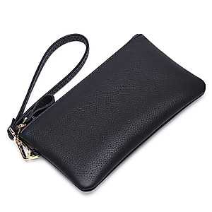 GOIACII Women's Wristlet Clutch Slim Leather Wallet RFID Blocking Handbag