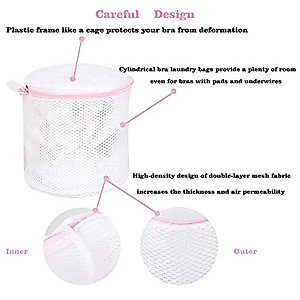 Wanapure Bra Wash Bag, Mesh Laundry Bag with Zipper for Lingerie, Delicates, Intimates, Panties, Lace, Underwear, Socks, Tights, Stocking, Washing Machine (Pink & Purple, 5 Pack (3 Regular & 2 Large))