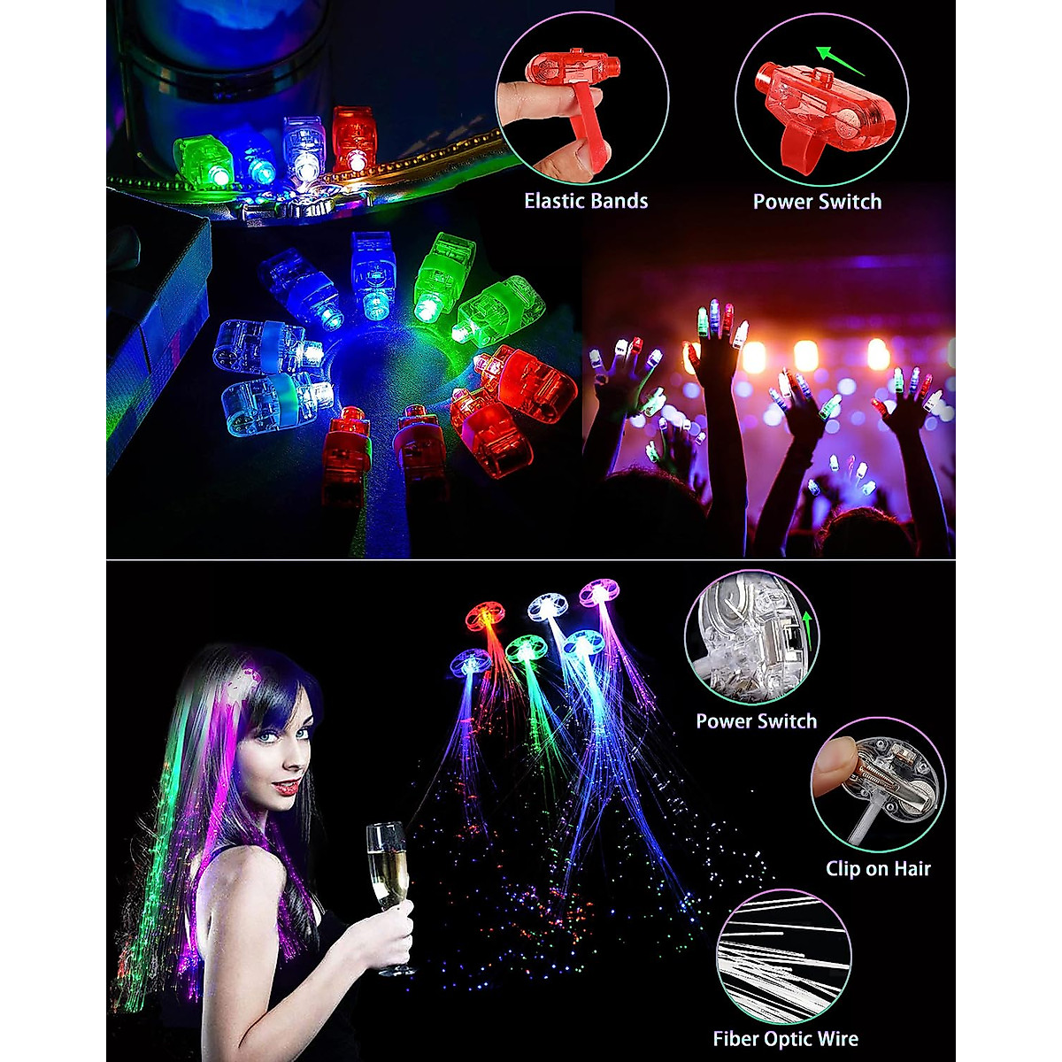 275 PCS Glow in the Dark Party Supplies for Kids Adults, Light Up Party Favors, Glow Sticks Bulk Party Pack Bracelets Finger Lights Glasses Headband LED Light Hair Wedding Birthday New Year Halloween