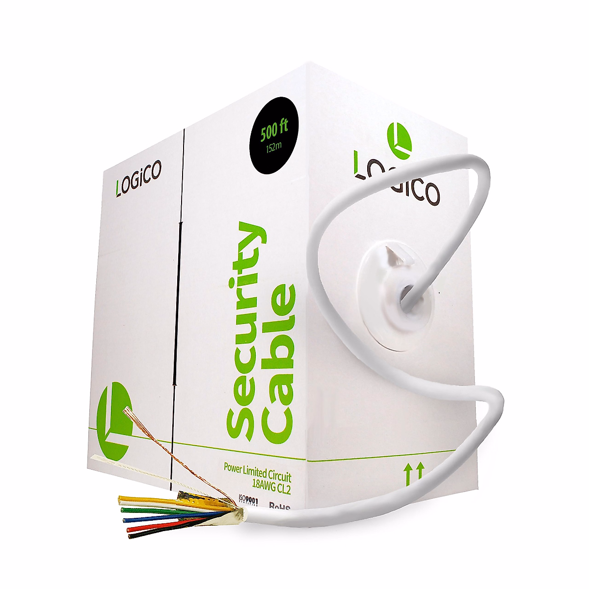 LOGICO Security Wire Burglar Alarm 18/6 500FT Stranded Shielded Control Speaker Cable