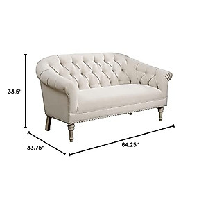 Coaster Furniture Loveseat Settee Natural Fabric Weathered Grey Chrome 902498