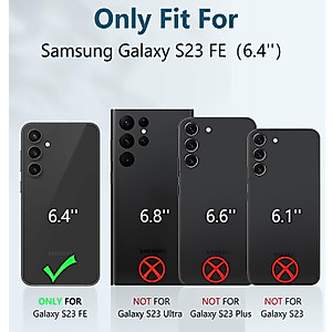 FNTCASE for Samsung Galaxy S23-FE Case: Military Grade Drop & Shock Protection Cell Phone Cover with Kickstand | Heavy Duty Rugged Phonecase Protective Bumper Textured(Black)