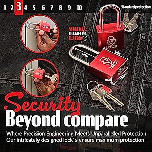 LP LOCK® Dual Pop-Up Padlocks. 2 Anodized Aluminum Locks w/ 4 Identical Keys. Durable, Lightweight, Rust Resistant. for Locker, Fence, Shed, Storage Unit, Toolbox & More - 3.25x1.54x0.55 Inches - Red
