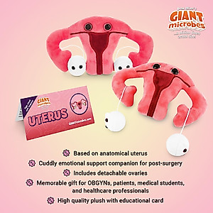 GIANTmicrobes Uterus Plush Toy, Uterus Stuffed Animal, Uterus Gifts, Uterus Plush, Hysterectomy Gifts, Endometriosis Gifts, Gynecologist Gifts,Obgyn Gifts, Feminist Gifts, Fertility Gift,Get Well Gift