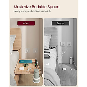 VASAGLE Bedside Shelf for Top Bunk, College Dorm Room Essentials Clip On Nightstand Bedside Storage with Phone Slot, Cup Holder, Hook, Clamps, Dormitory, Loft Accessories, Natural Beige ULET301N03