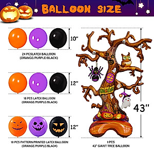 Party Spot! 157 Pcs Halloween Party Decorations Kit, 43" Giant Tree Balloon, 4 Balloon Boxes, Happy Halloween Banner, 60 pcs Balloons, Artificial Leaves, Halloween Party Supplies, Halloween Favors Set