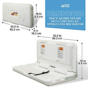 ECR4Kids ELR-18004 Wall-Mounted Baby Changing Station, Fold-Down Diaper Change Table & ELR-003 2-Ply Tissue and Poly Disposable Sanitary Liner for Baby Changing Stations, 18" x 13", 500-Pack - White
