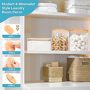 JYPS 3 Pack Containers for Laundry Room Organization and Storage with Lids and Labels, Acrylic Dryer Sheet Holder & Plastic Laundry Pods Container for Laundry Detergent, Powder, Scent Booster