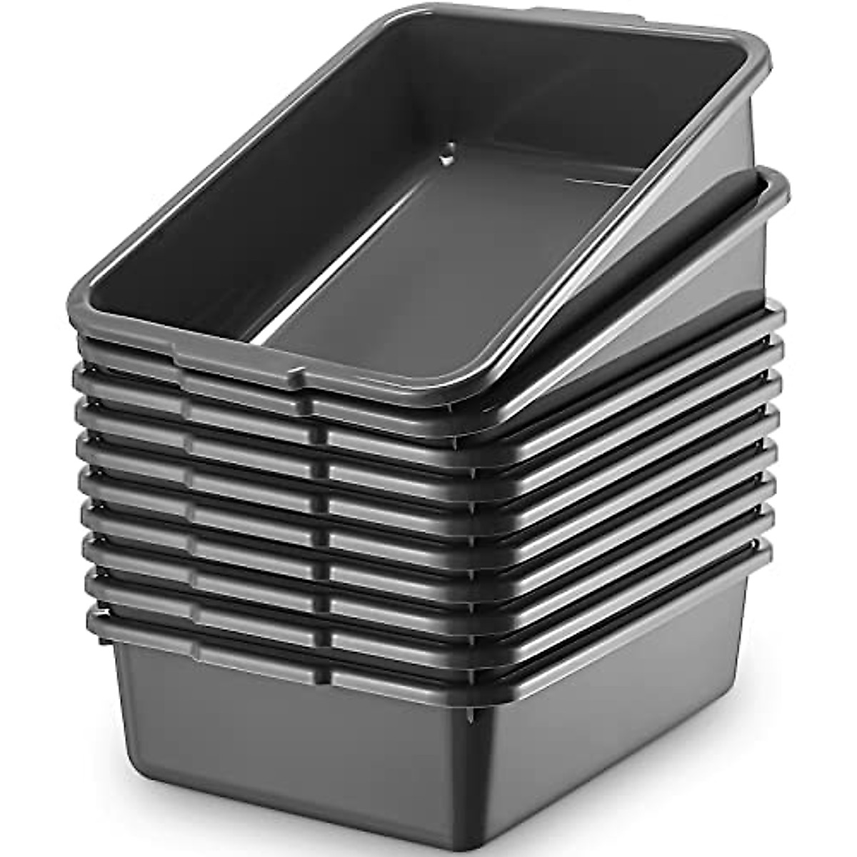 10 Pcs Commercial Bus Tubs 8 Liter Dish Bus Tubs Box Plastic Tub for Storage Wash Container, Gray