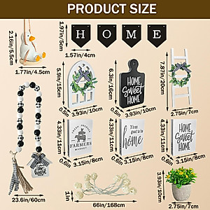 14pcs Farmhouse Tiered Tray Decor Set, 3D Rustic Farmhouse Home Kitchen Decor Home Sweet Home Wood Sign, Tiered Tray Decorations Set for Home Table Shelf decor