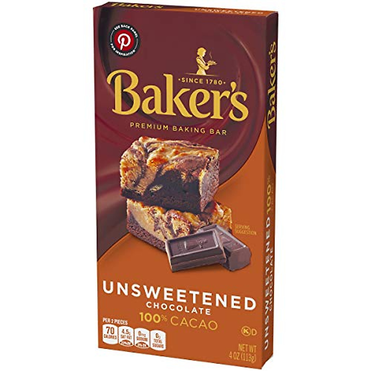 Baker's Premium Unsweetened Chocolate Baking Bar, 4 Ounce (Pack of 12)