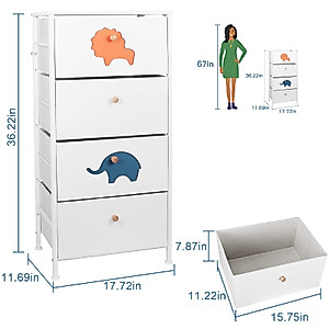 FRAPOW 3 Drawers Kids Dresser Bundle with 4 Drawers Children Dressers, Boys Storage Organizer Dresser for Baby Child Bedroom