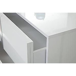 KANSOLE Roma Glossy Dresser & Mirror, White