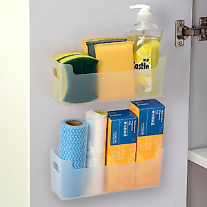 2 Pcs Kitchen Cabinet Door Organizer, Adhesive Mount Inside Cabinet Door Storage, Under Sink Door Storage Shelf for Kitchen, Bathroom, Office, Garage, Craft Room (Transparent)