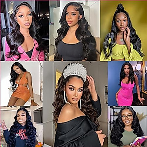 Smilulu 26 Inch 13x4 HD Lace Front Wigs Human Hair 180% Density Body Wave Lace Front Wigs Human Hair Pre Plucked 13x4 Hd Lace Frontal Wigs Human Hair Hd Lace Front Wigs for Black Women Human Hair