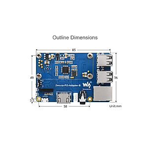 waveshare Pi Zero 2W to Raspberry Pi 3B/B+ Adapter,Based on Raspberry Pi Zero 2W to Reproduce The Original Appearance of The 3B Series,Alternative Solution for Raspberry Pi 3 Model B/B+