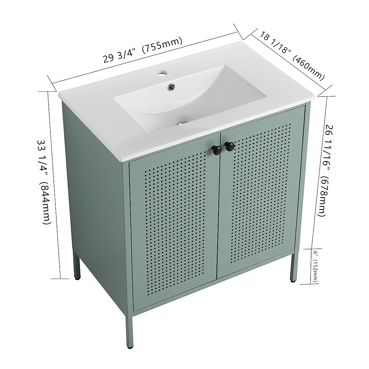 San Merah 30 Inch Bathroom Vanity with Sink Combo,Floor-Mounted Bathroom Vanity with Soft Close Doors&Adjustable Shelf,Modern Freestanding Bathroom Vanity with Top Basin & Storage Cabinet,Green