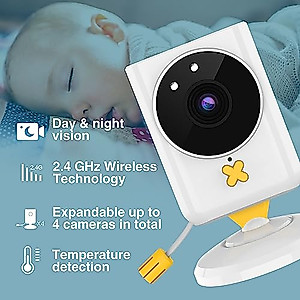 ENSTER Baby Monitor Video with Camera and Audio, 2.4'' LCD Screen, Color Night Vision, 2-Way Talk, VOX, 960ft Range, Temperature Display, 2X Zoom, Lullabies, Feeding Alarm